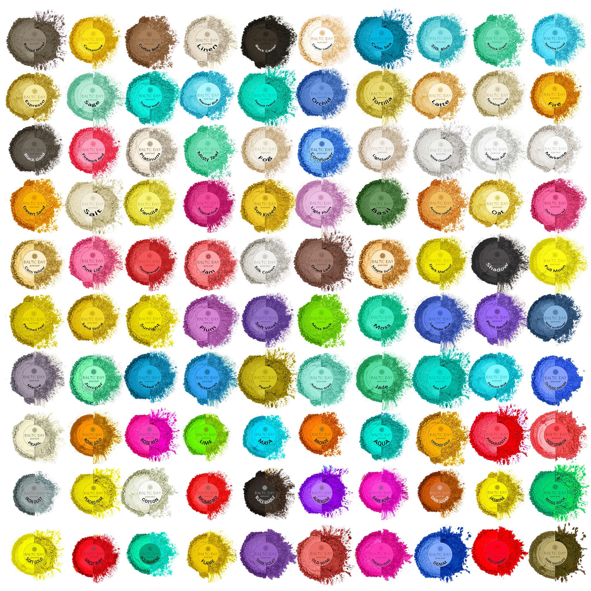 Mica Powder Set – 100 Color Jars of Pigments Including 10 Chameleon ...