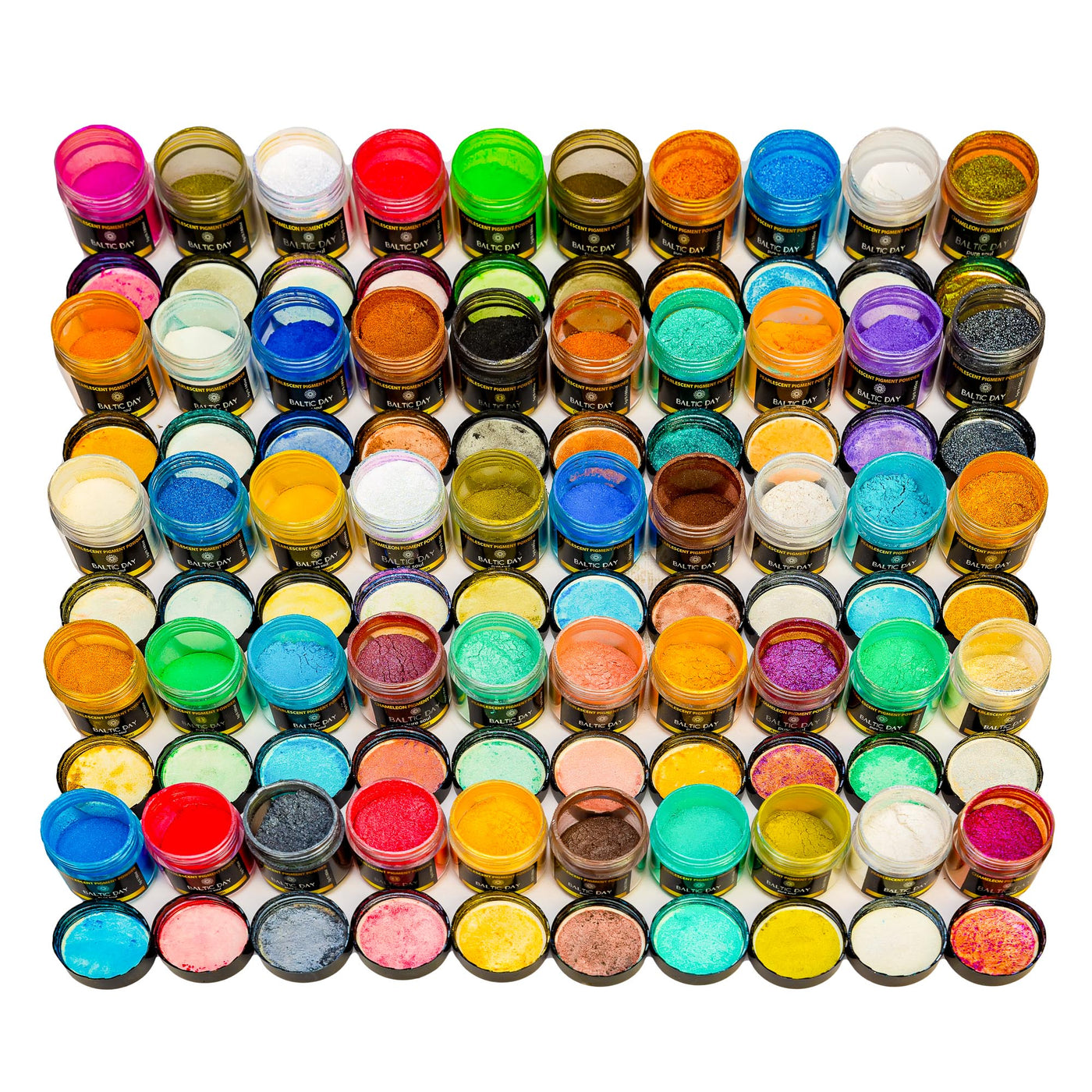 Mica Powder Set – 100 Color Jars of Pigments Including 10 Chameleon ...
